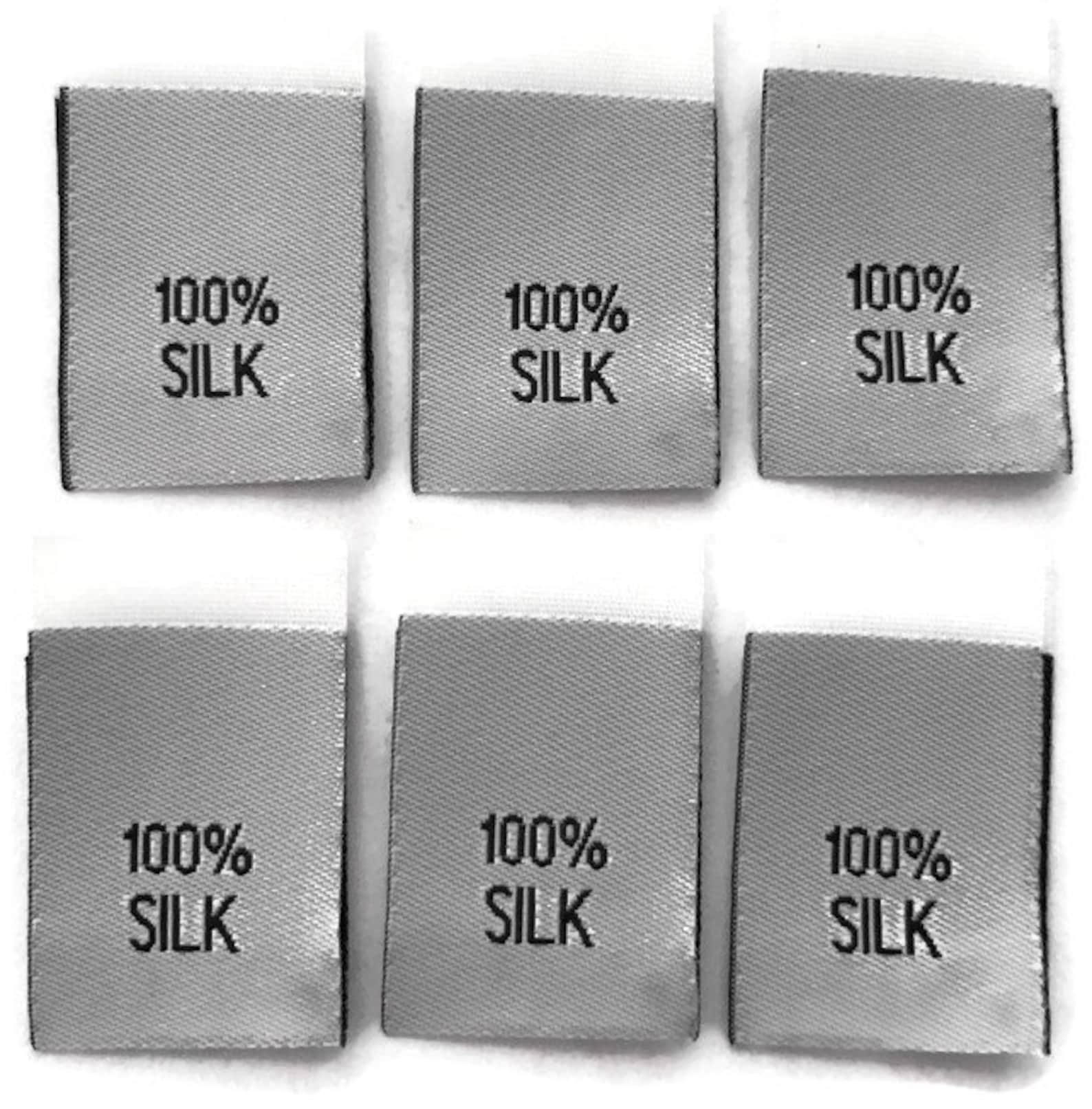 100% Silk White/black Woven Care Labels Clothing Garment - Etsy UK