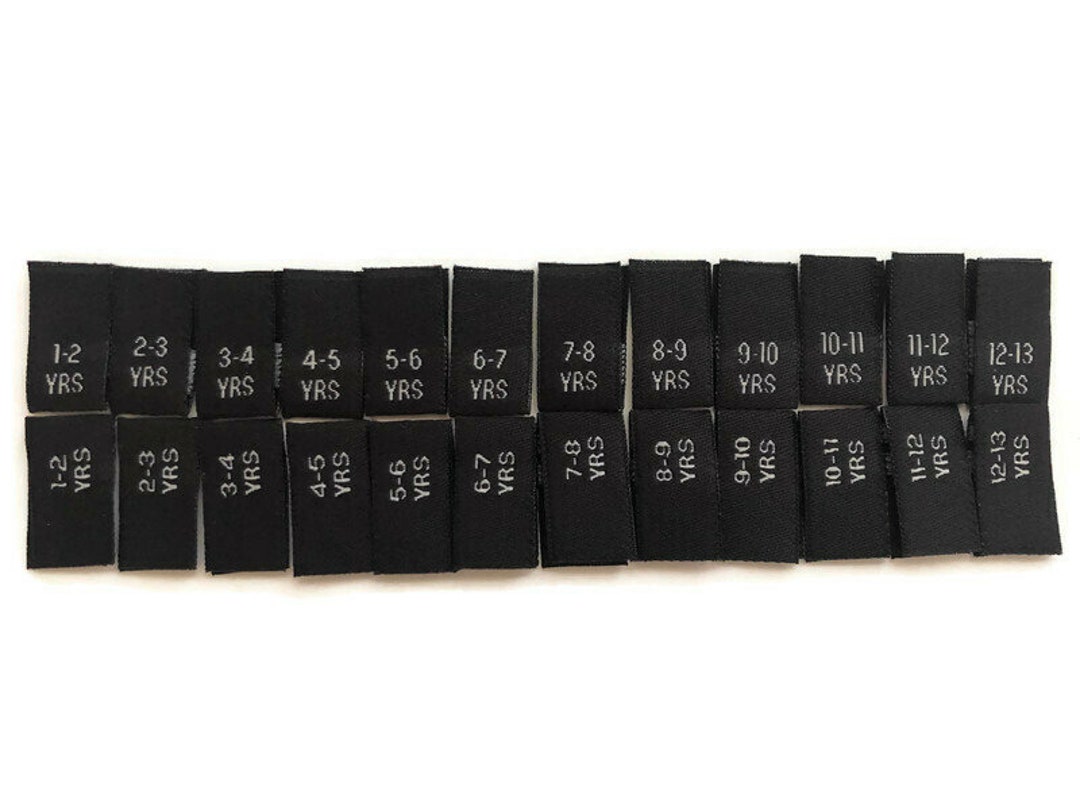 Child Children's Kids BLACK Woven Size Tabs Woven Tags - Etsy