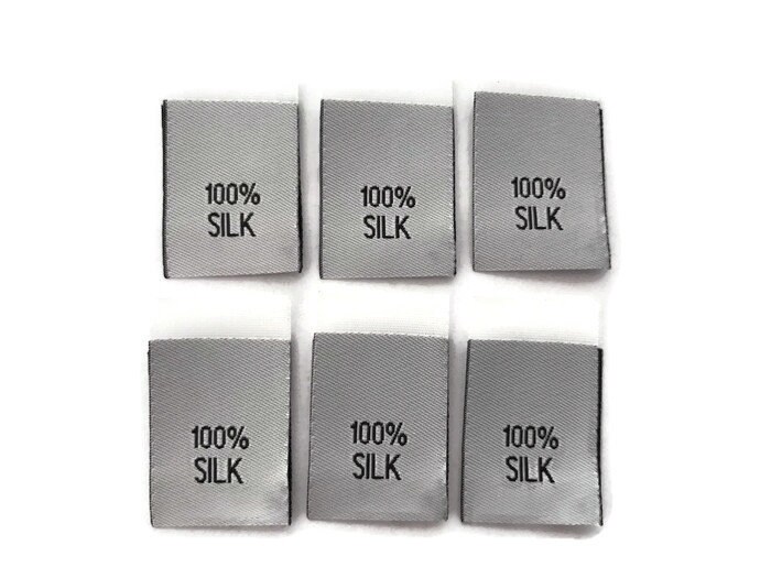 100% Silk White/Black Woven Care Labels Clothing Garment | Etsy