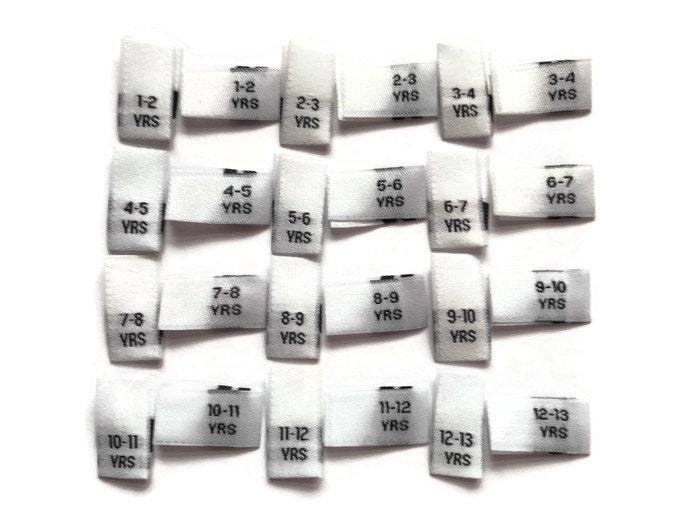 Child Children's Kids WHITE Woven Size Tabs Woven Tags - Etsy UK