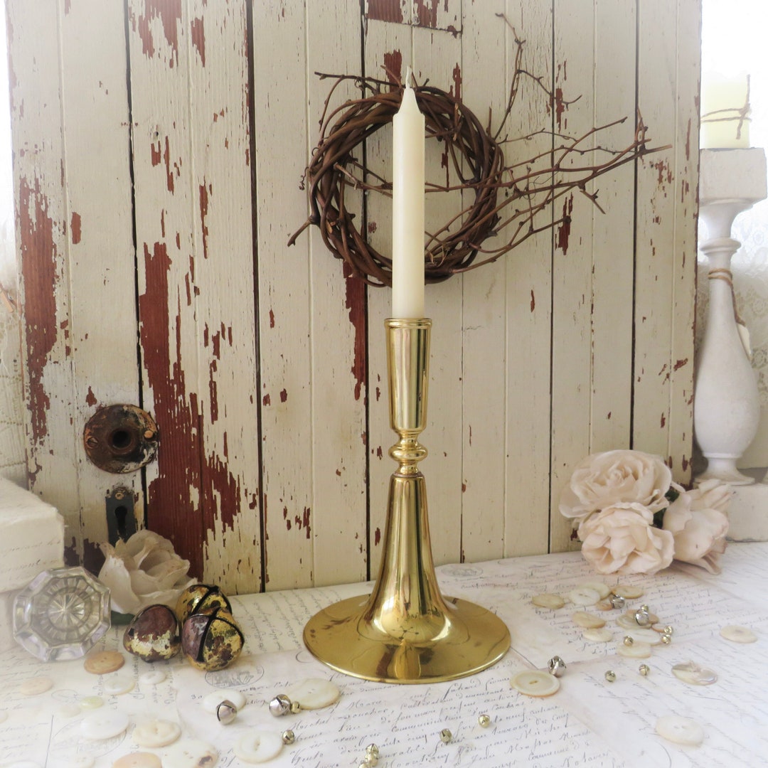 Vintage Brass Trumpet Base Candle Holder Mid-century Candlestick Holder ...