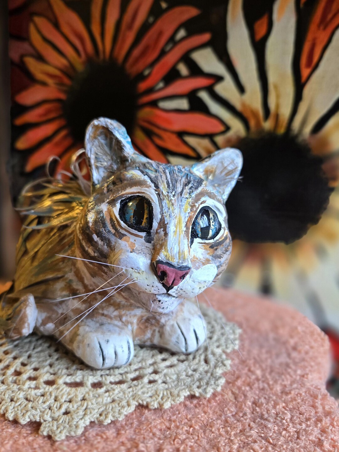 Beautifully Detailed, Handmade Paper Mache Cat! - Etsy