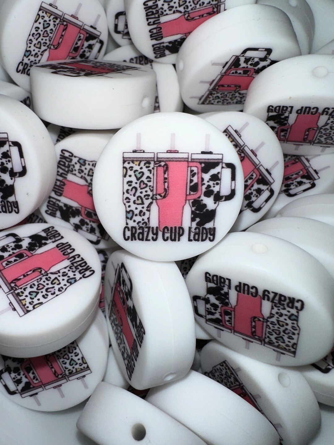 Printed Circle Crazy Cup Lady Silicone Focal Bead - Etsy