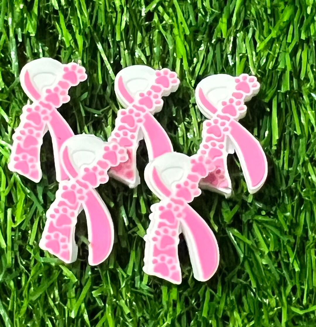 Dog Paw Breast Cancer Ribbon Silicone Focal Bead - Etsy