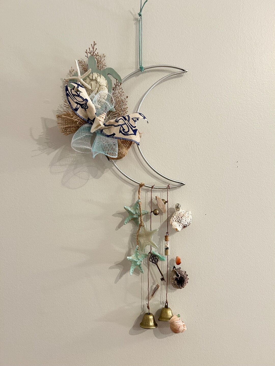 Handmade Nautical Crescent Moon Wall Decor, Chimes for Door Handles or ...