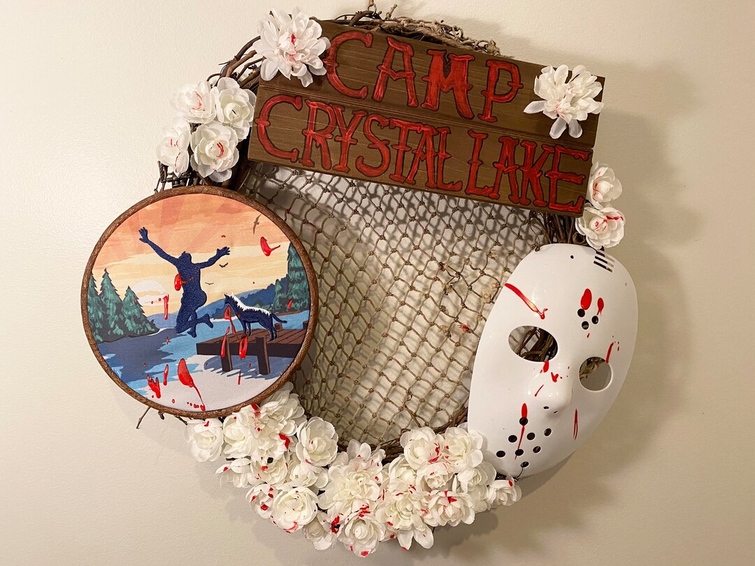 Handmade Horror Wreath: Camp Crystal Lake, Halloween Gothic Decor - Etsy