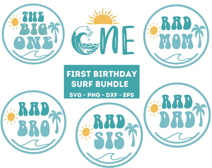 The Big One Surf 1st Birthday Svg Png Dxf, 1st Birthday Surf, 1st ...