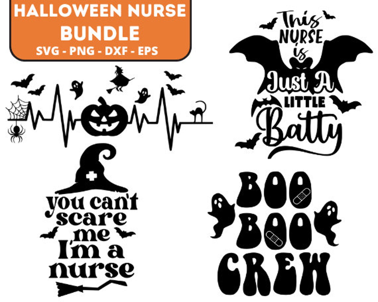 Halloween Nurse Svg Bundle Boo Boo Crew Svg You Can't - Etsy