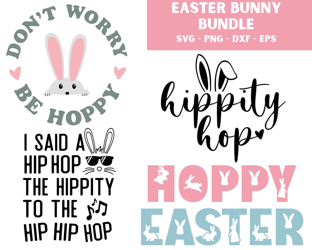Easter Bunny SVG Bundle, Hippity Hoppity, Toddler Designs (digital ...