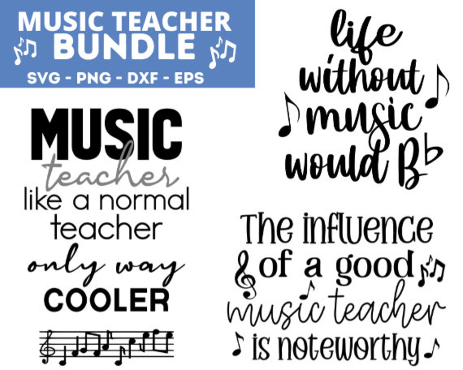 Music Teacher SVG Bundle Music Teacher Gift SVG Without - Etsy