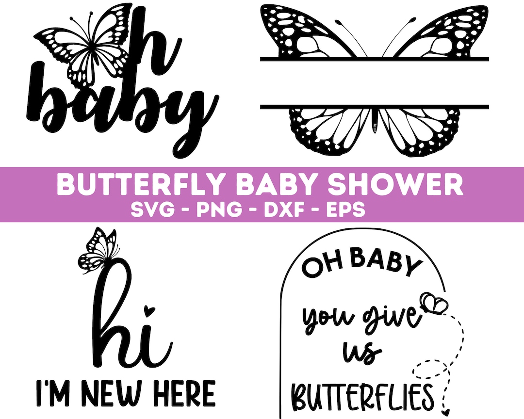 Butterfly Baby Shower Theme Svg, Butterfly Kisses and Baby Wishes Svg ...
