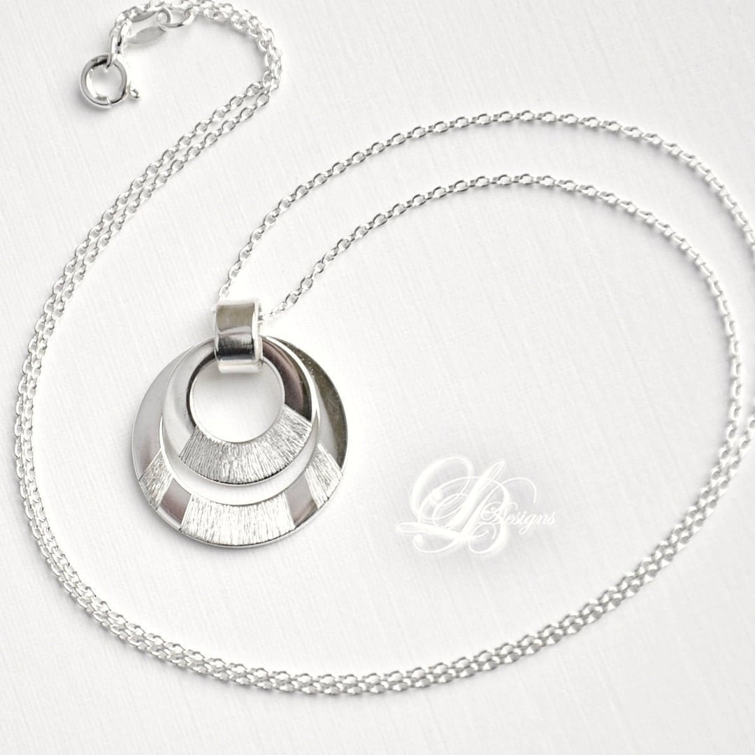 Double Offset Circle Necklace Sterling Silver - Etsy