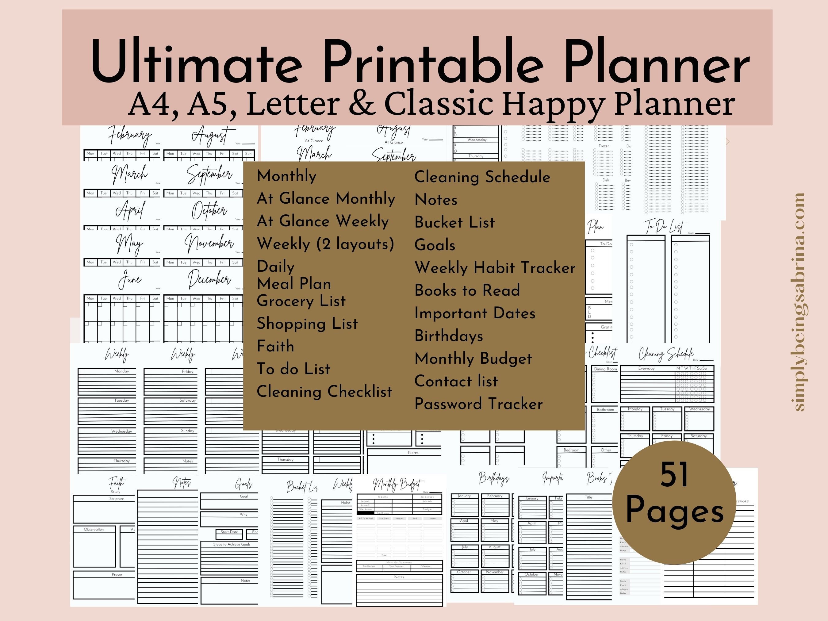 Ultimate Undated Printable Planner/ Monthly Weekly Daily - Etsy