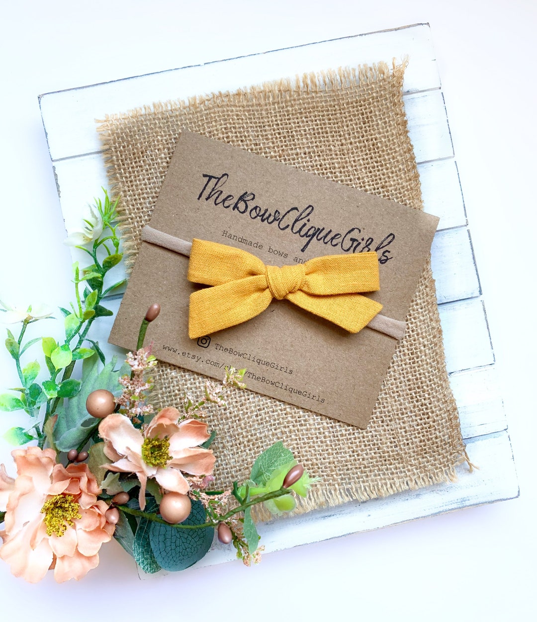 Handtied Mustard Hair Bow, Mustard Color Hair Bow, Baby Bows, Bows on ...