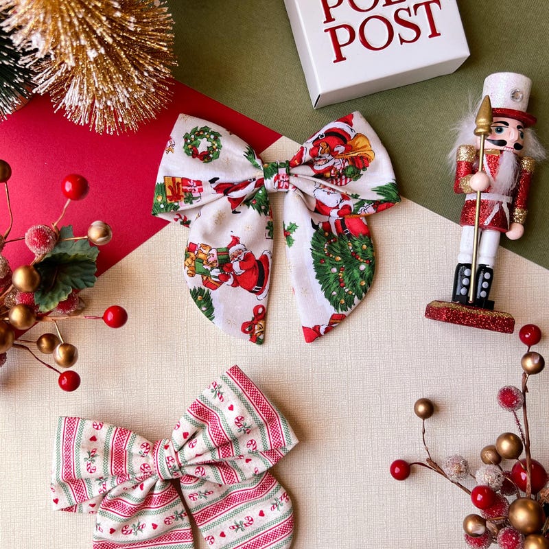 Santa Hair Bow - Etsy
