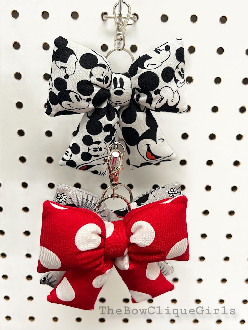 Puffy Minnie Mouse Bow, Puffy Keychain Bow, Disney Bows, Minnie Mouse ...