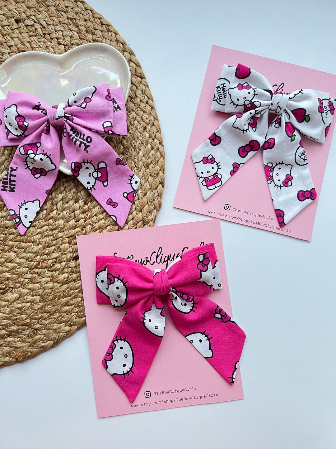 Hello Kitty Hair Bow, Sanrio Hair Bow, Pink Hair Bow, Large Hair Bows ...