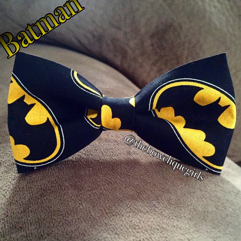 Batman Bow Tie. Black and Yellow Bat Symbols. Dad and Son Bow | Etsy
