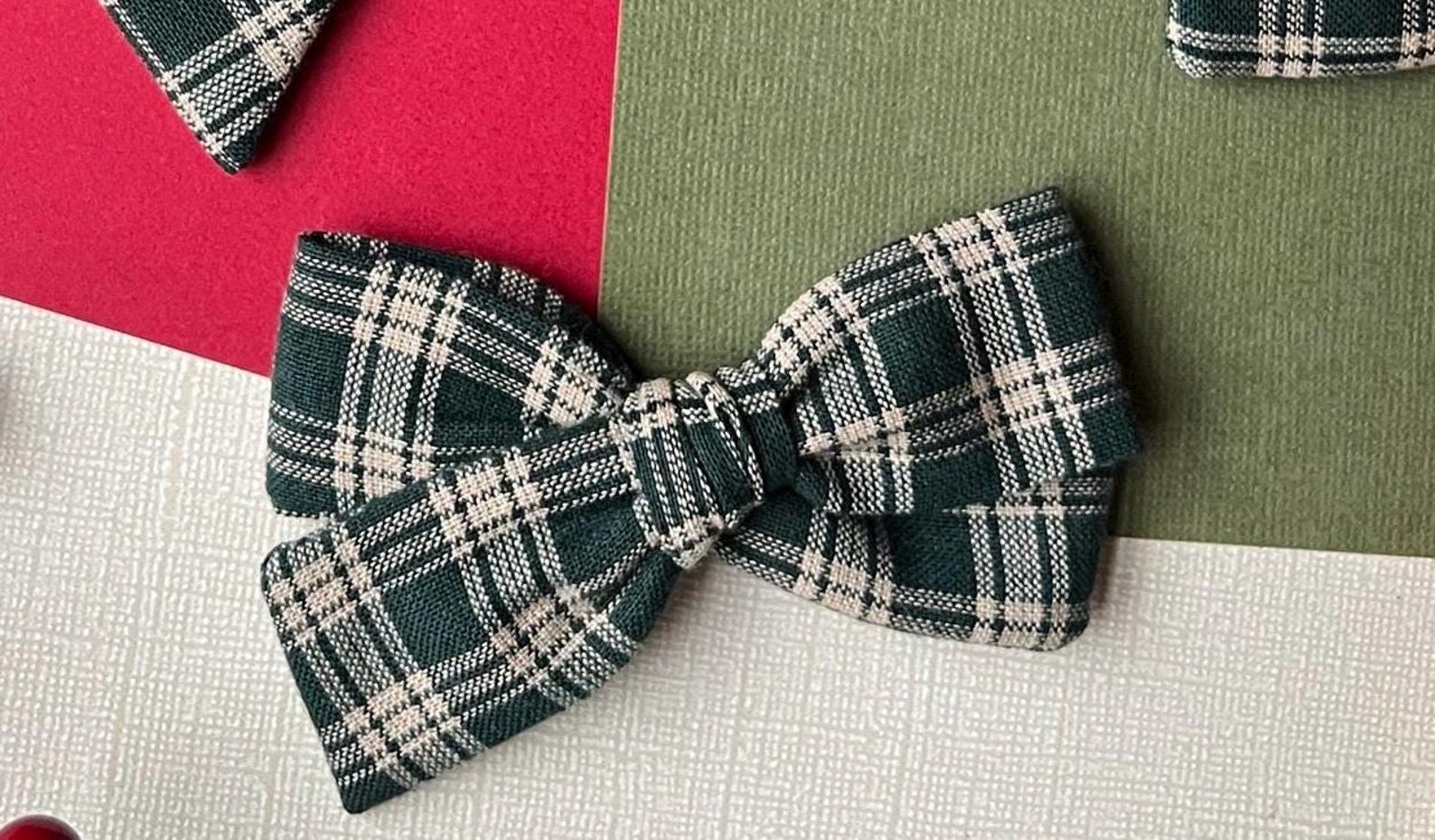 Hunter Green Checker Hair Bow, Checker Plaid Hair Bow, Holiday Hair Bow ...
