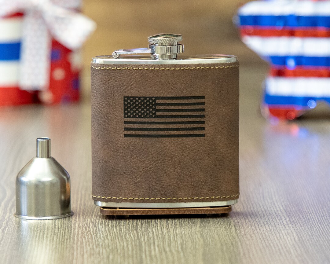 American Flag 6 Ounce Leatherette Flask With FREE Funnel - Etsy