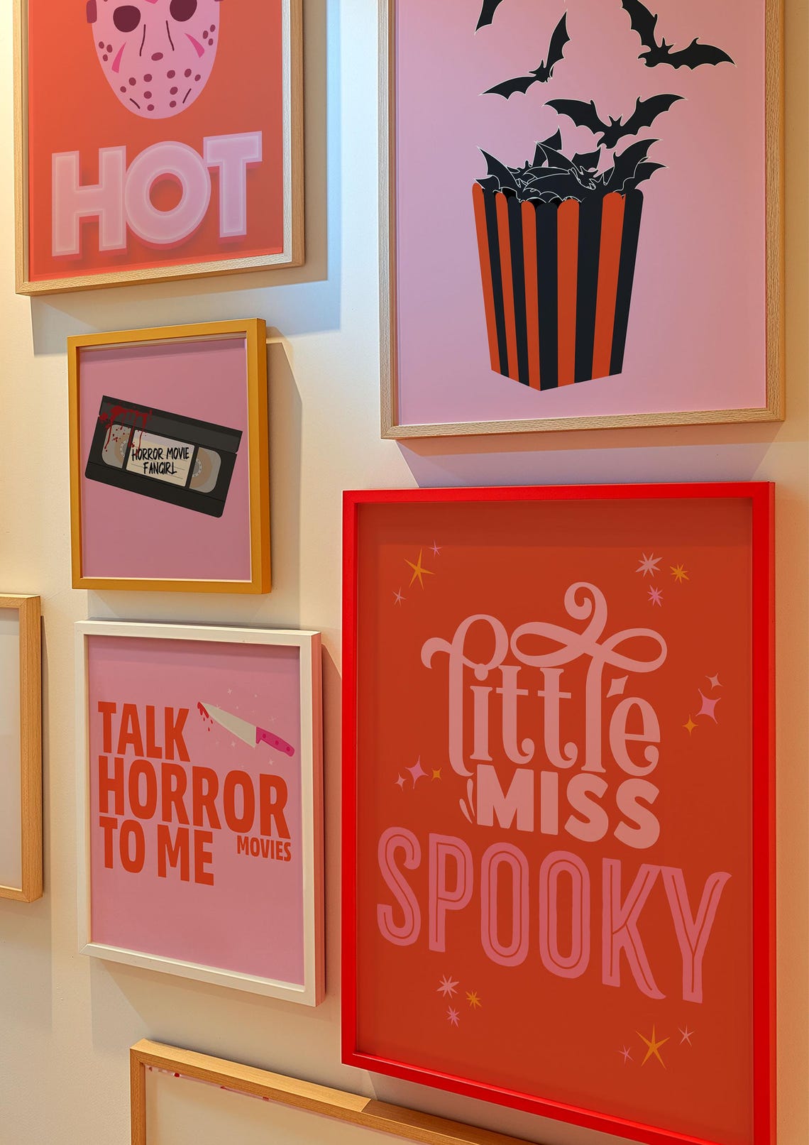 Halloween Pink Modern Scary Movies Quotes Gallery Wall Art Printables ...