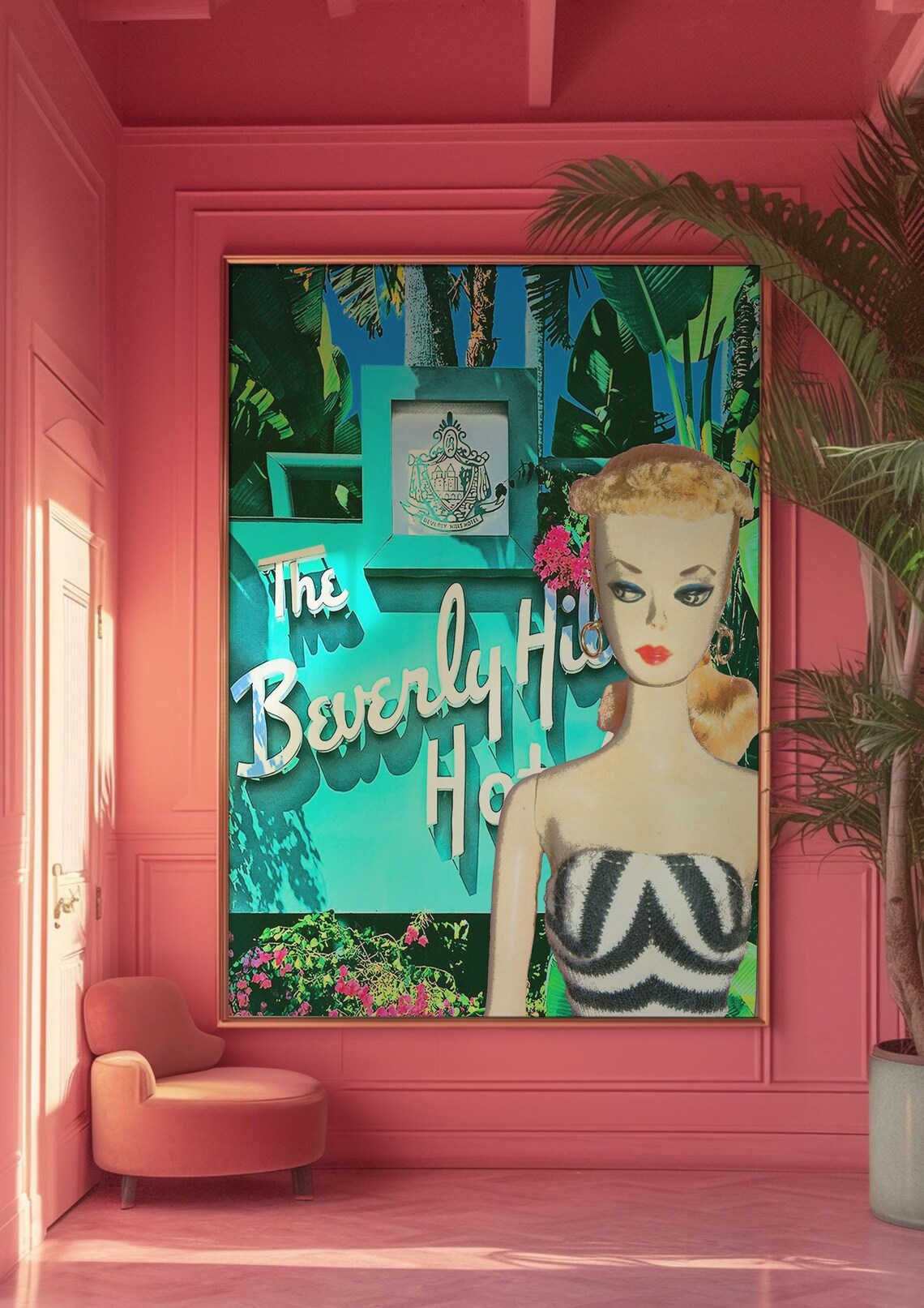 Barb Girl at the Beverly Hills Hotel Retro Art Printable Poster ...