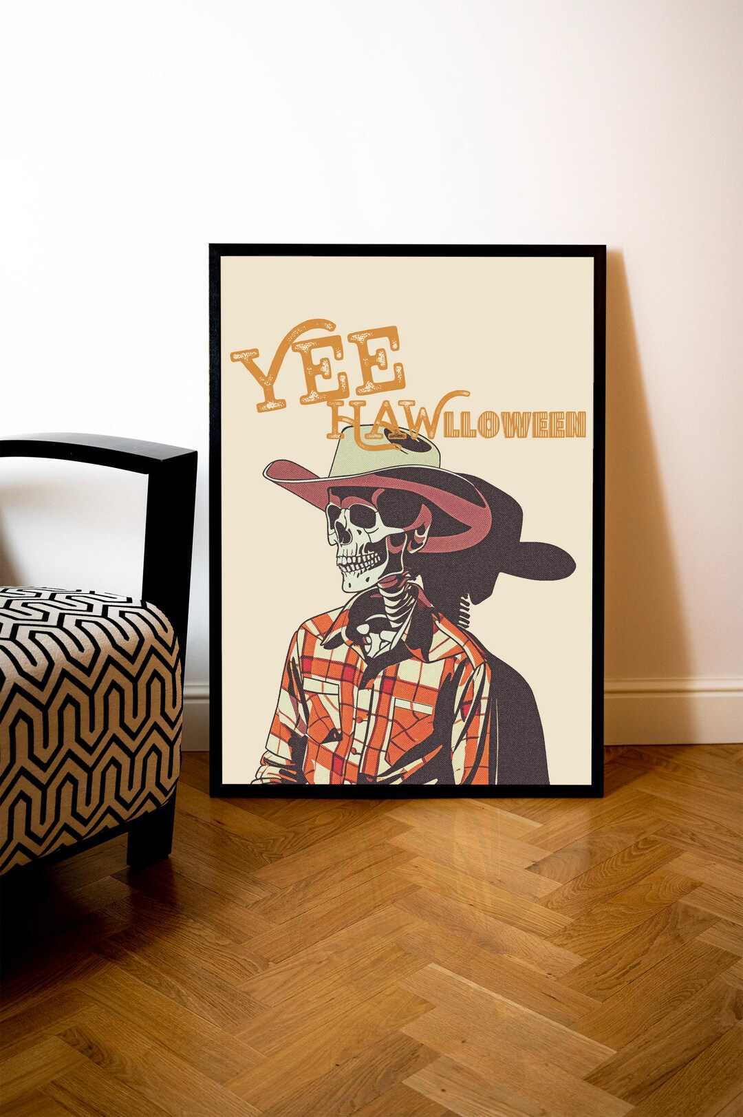 Skeleton Cowboy Yeehaw Printable Halloween Digital Download Spooky ...