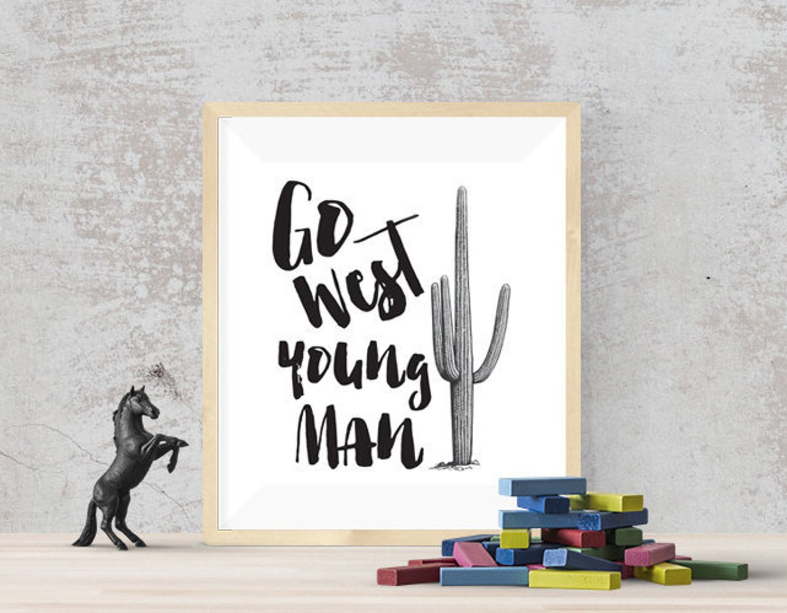 Go West Young Man Print Digital Art INSTANT DOWNLOAD 8x10 Western Boho ...
