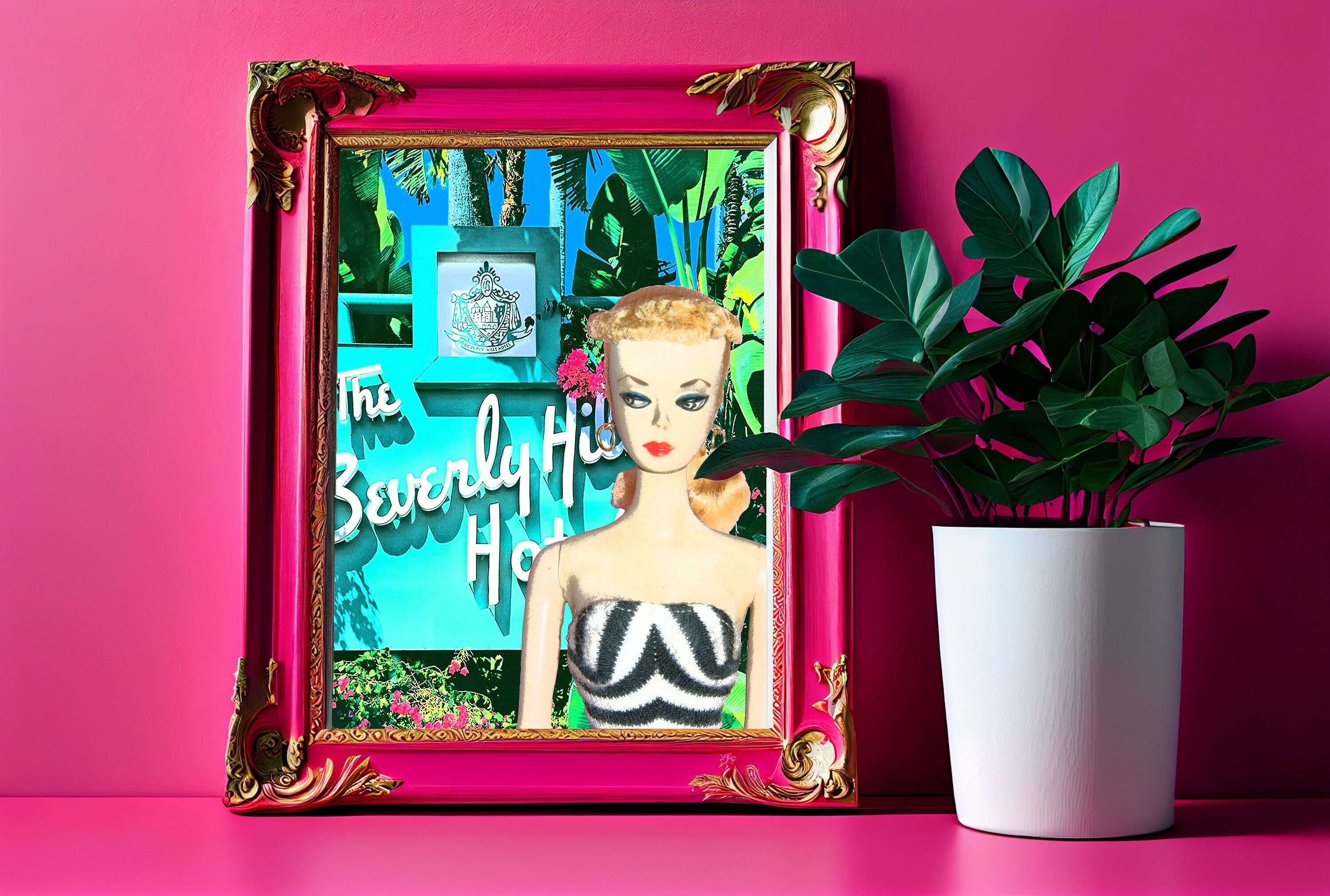 Barb Girl at the Beverly Hills Hotel Retro Art Printable Poster ...