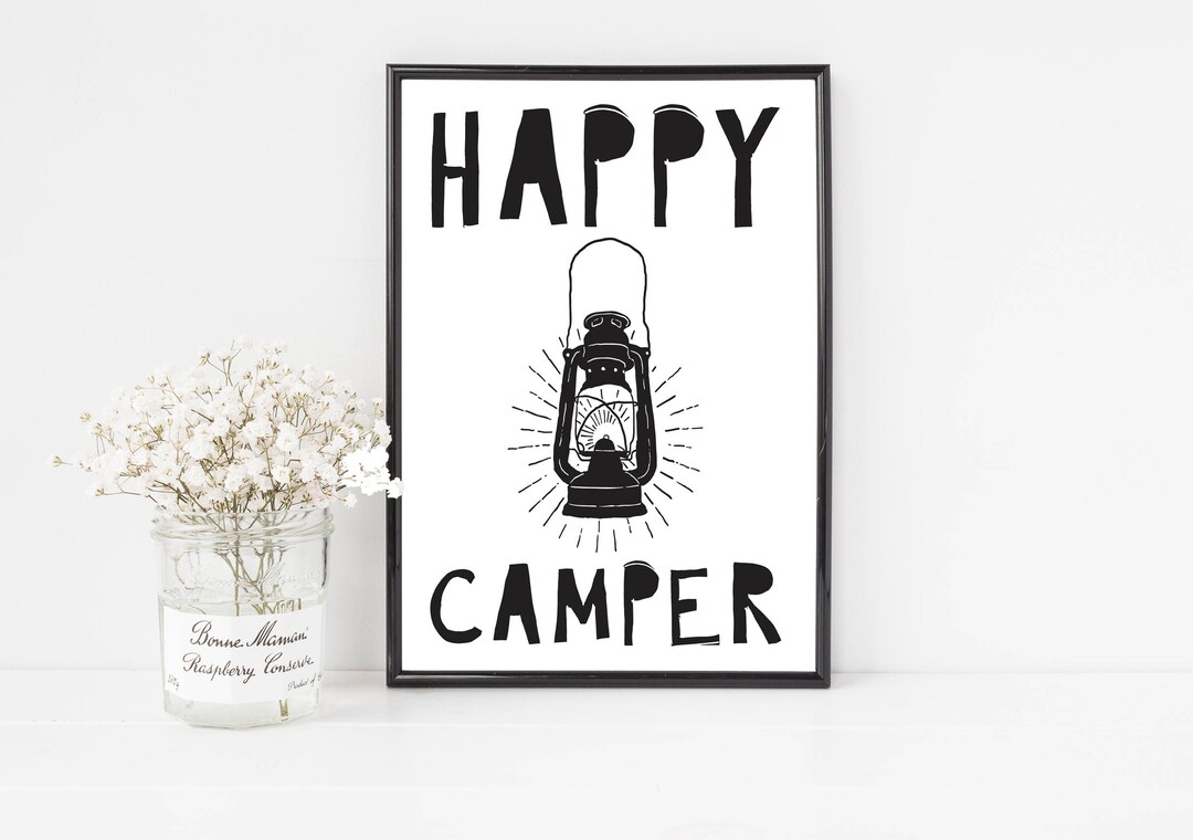 Happy Camper Printable Wall Art INSTANT DOWNLOAD Boho Woodland Camping ...