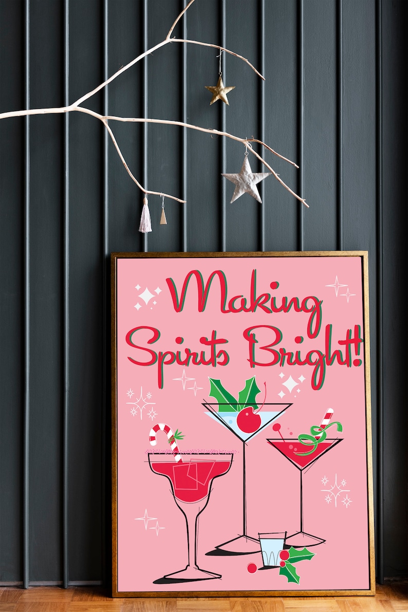 Making Spirits Bright Holiday Cocktails Printable | Mid-century ...
