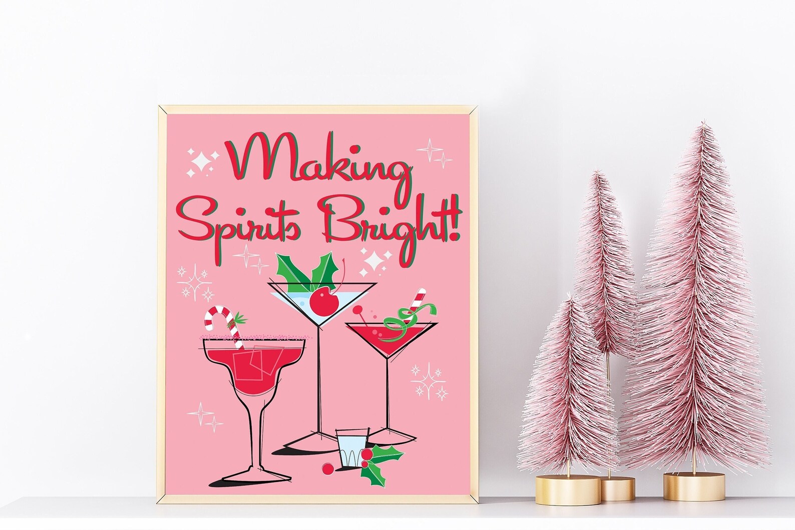 Making Spirits Bright Holiday Cocktails Printable | Mid-century ...