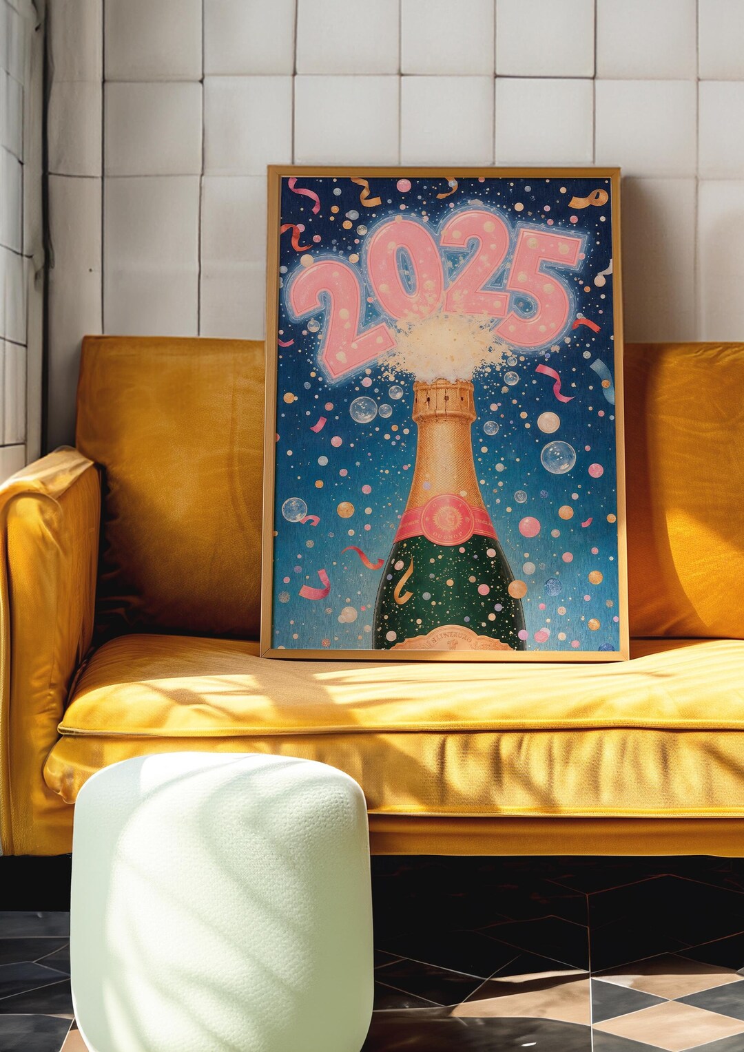 2025 New Years Champagne Printable | Bar Cart Party Sign | Bubbly ...