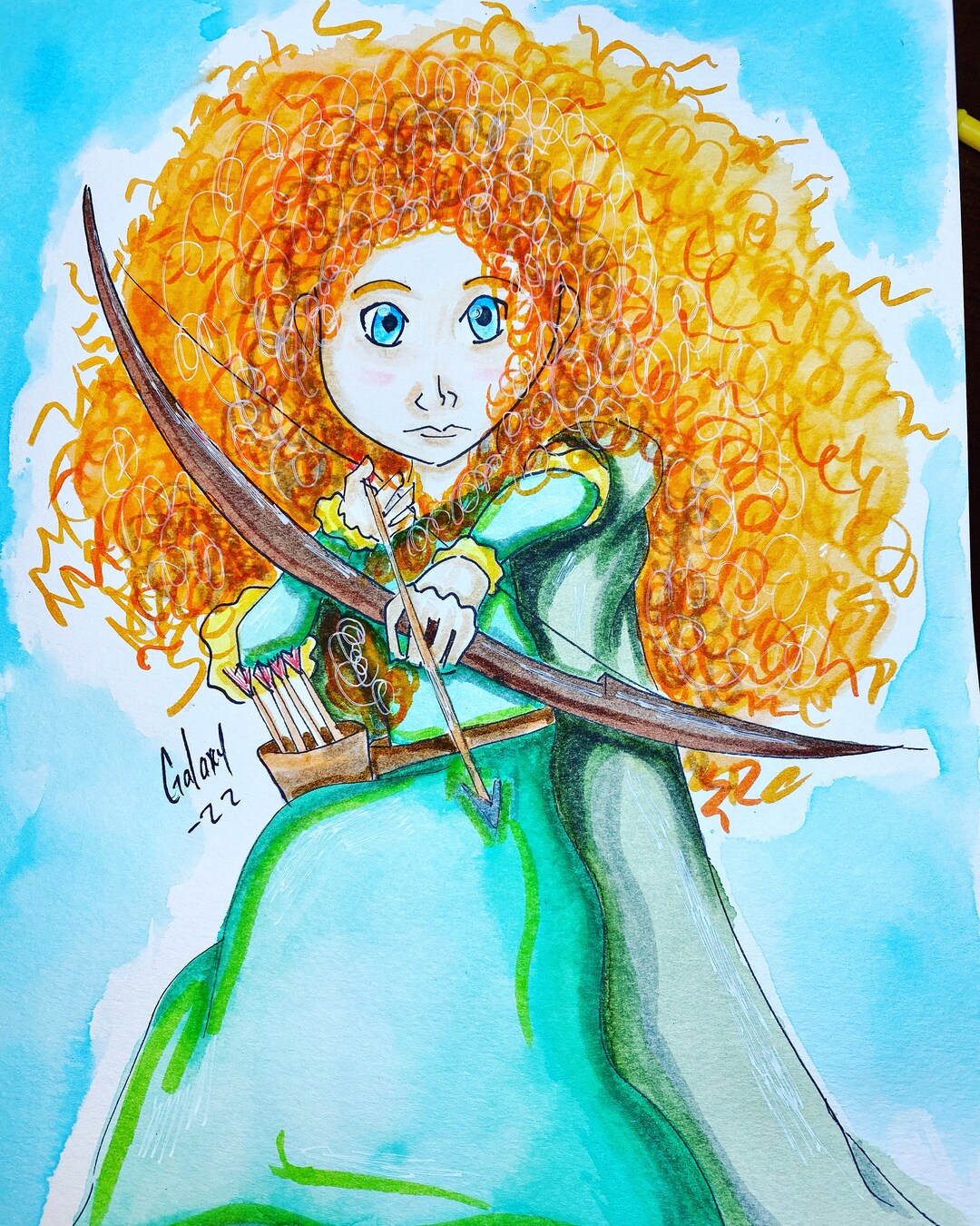 Merida Brave Watercolor 9x12 Painting - Etsy