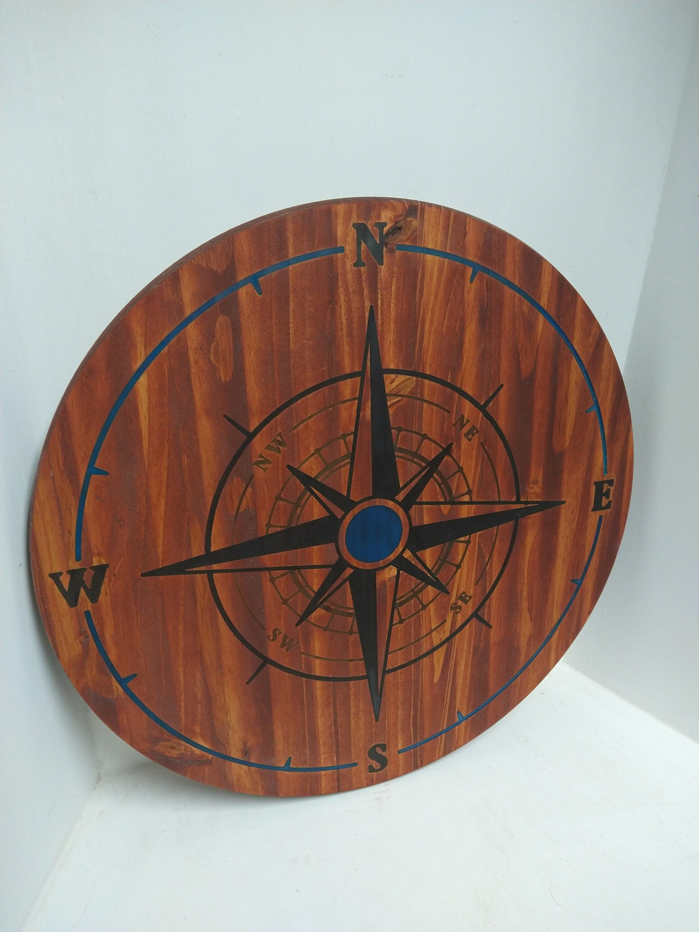 Wood Carving and Resin Poured Compass - Etsy