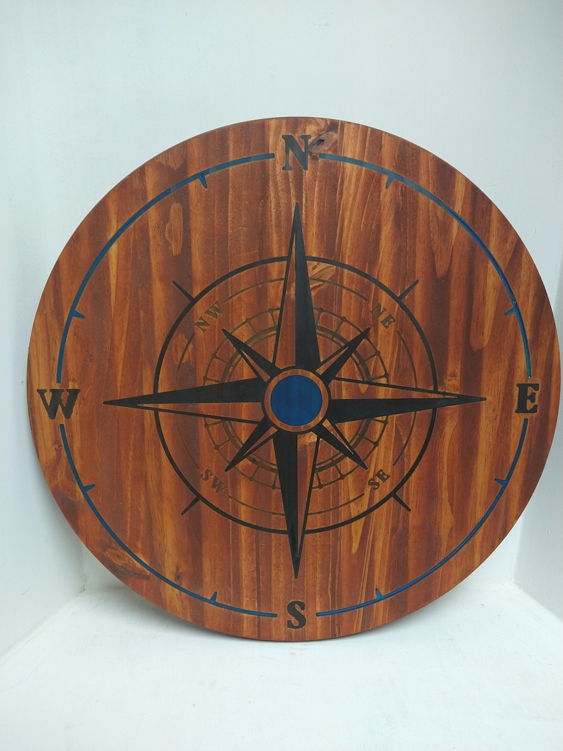 Wood Carving and Resin Poured Compass - Etsy