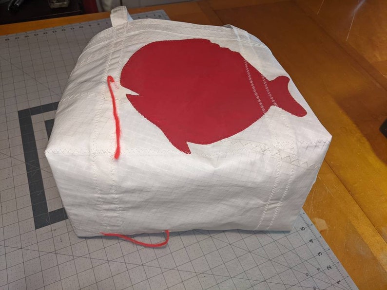 Sailcloth Tote Bag With Red Sunfish and Window Pockets - Etsy