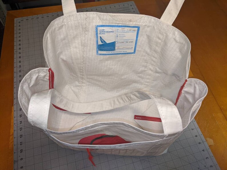 Sailcloth Tote Bag With Red Sunfish and Window Pockets - Etsy