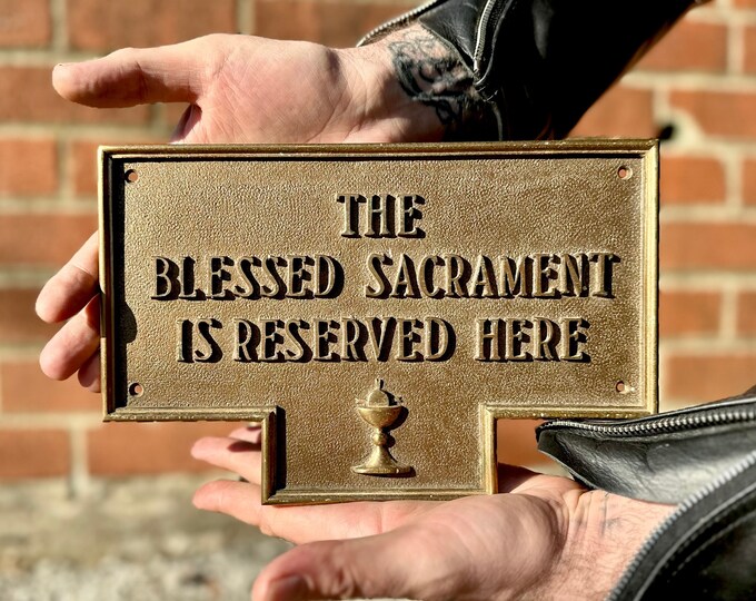 Antique Church Tabernacle Sign, SACRAMENT RESERVED HERE Signage ...