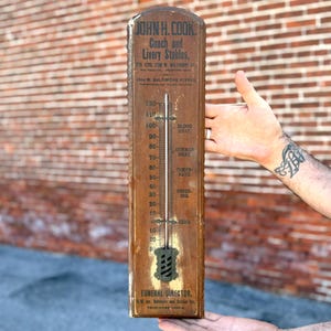 Antique Horse Livery Stable Sign: 1880s Advertising Thermometer - Etsy