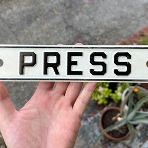 Press Sign, Vintage Embossed Metal Median News Newspaper Sign, Old Tin ...