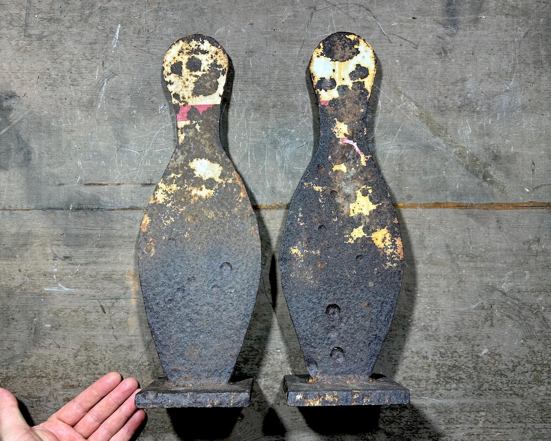 Antique Cast Iron Shooting Gallery Targets BOWLING PINS, Unique Folk ...