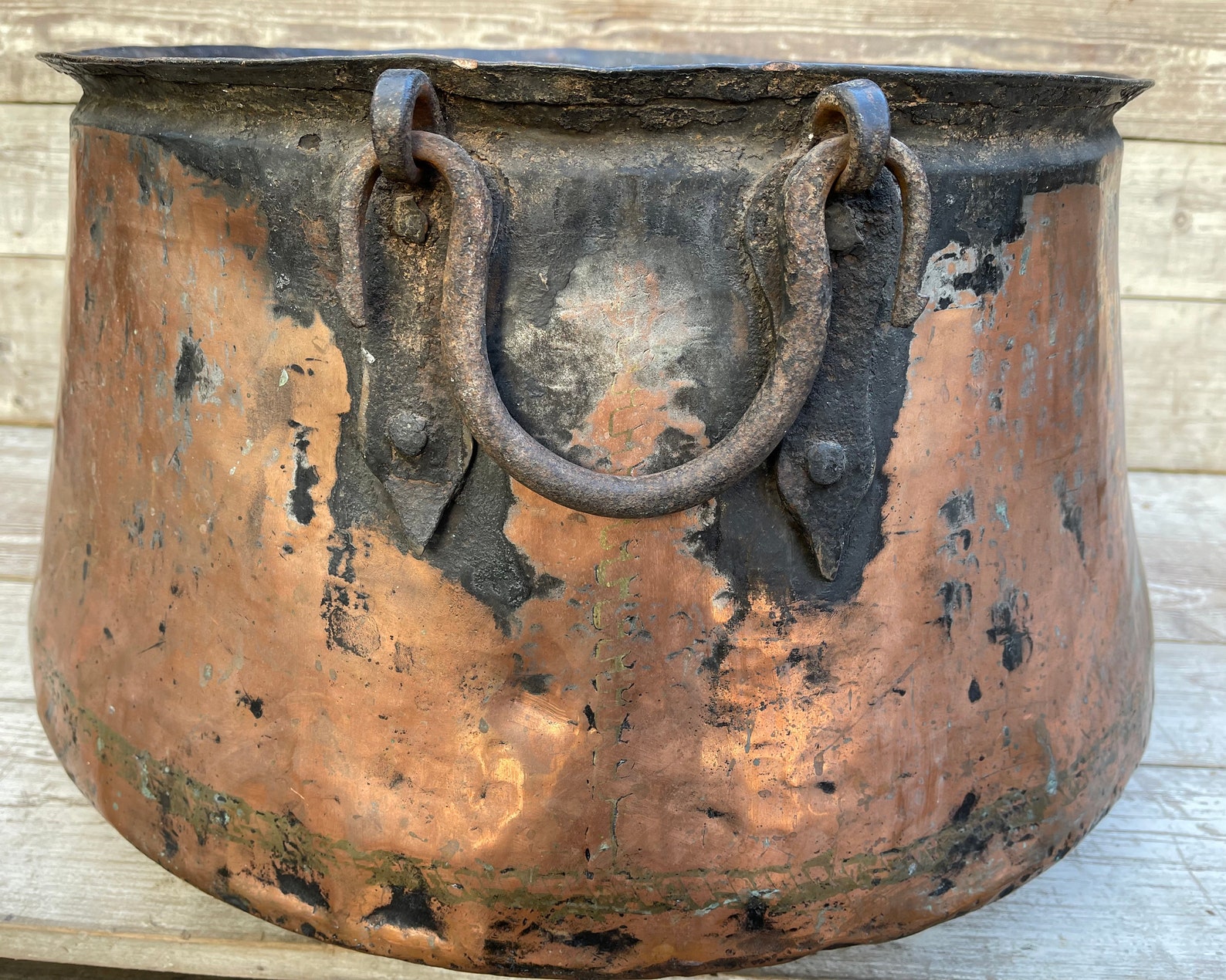 Huge Vintage Copper Pot With Iron Handles 24'' Wide - Etsy