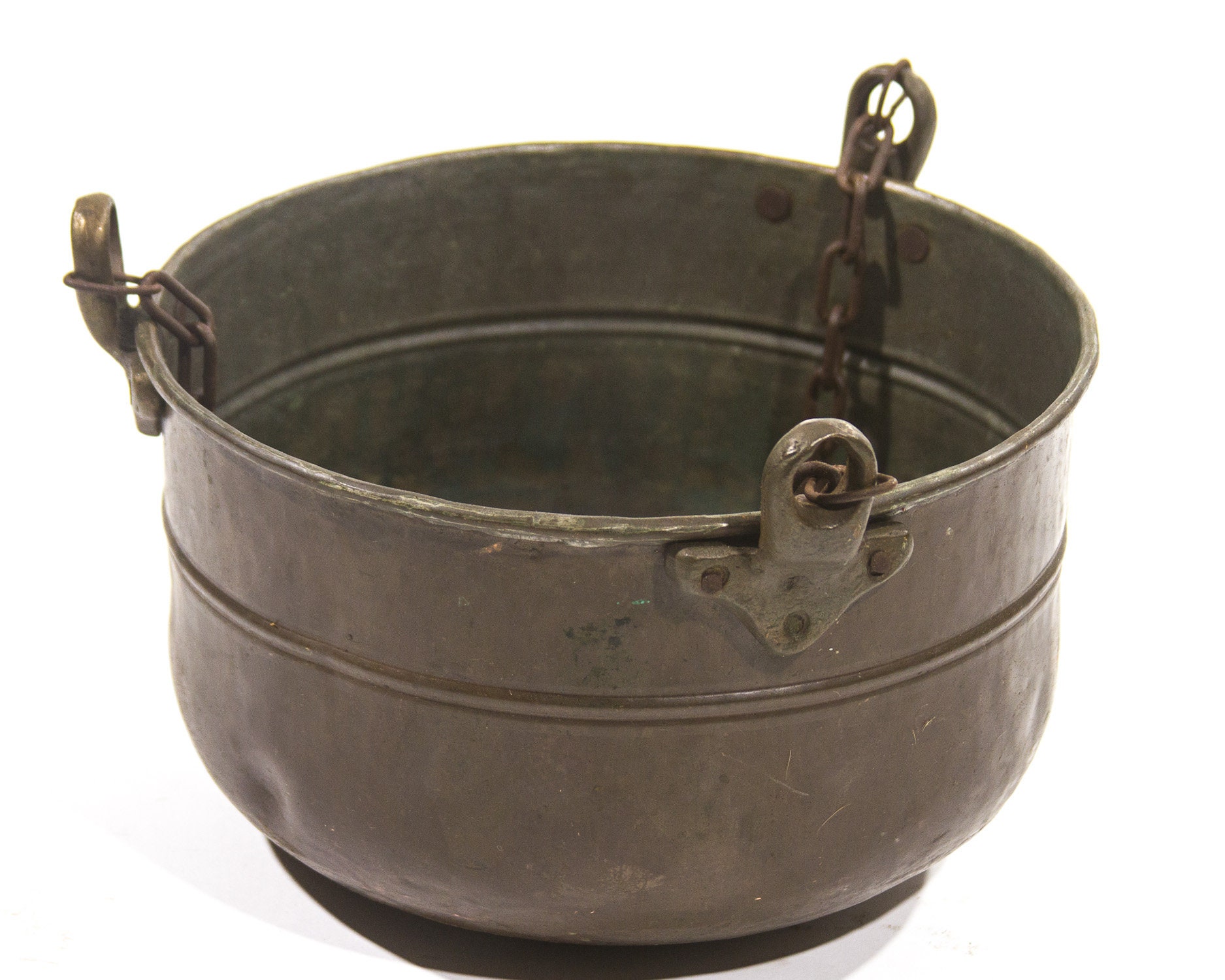 Antique Copper Hanging Cauldron with Iron Chain and Hook Old | Etsy