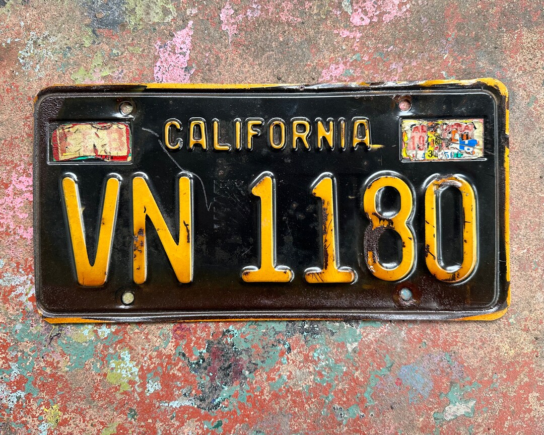 California License Plate 1963 Black and Yellow CA Vintage Classic Car ...