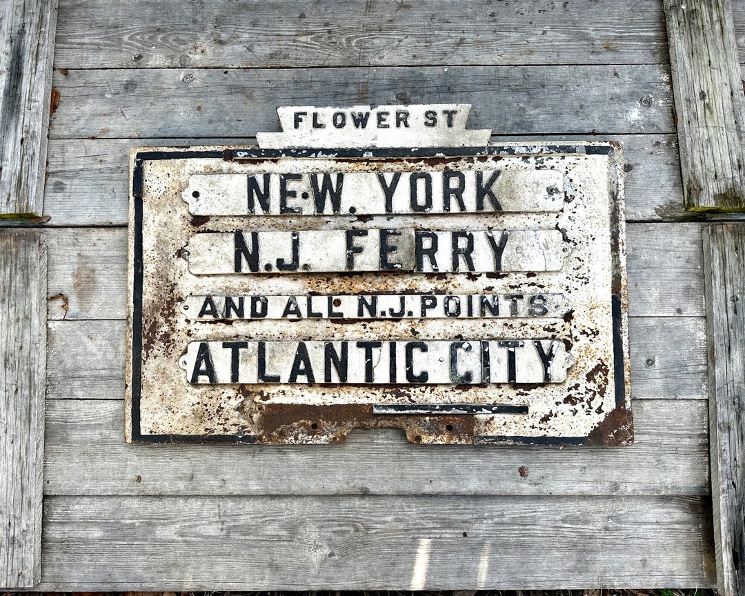 Antique Cast Iron Sign From Chester PA Ferry, New York New Jersey ...