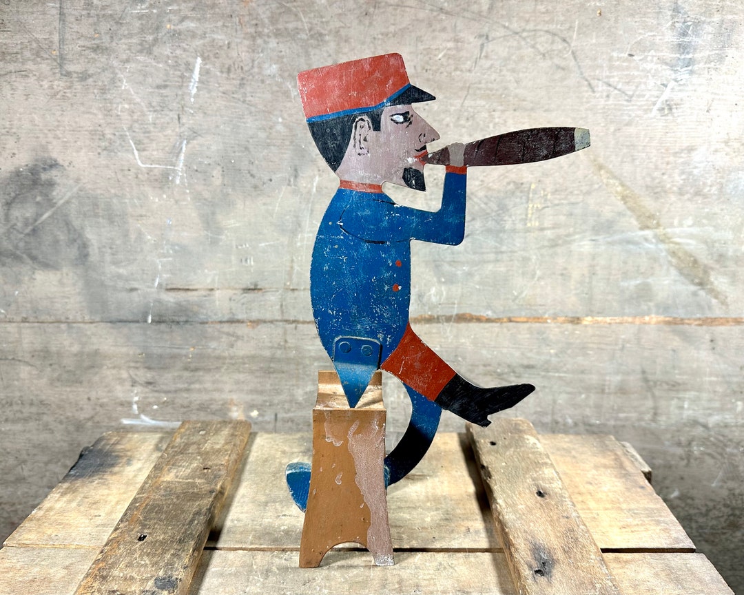 Antique Folk Art Teeter Totter Balance Toy Man With Cigar, Old Hand ...