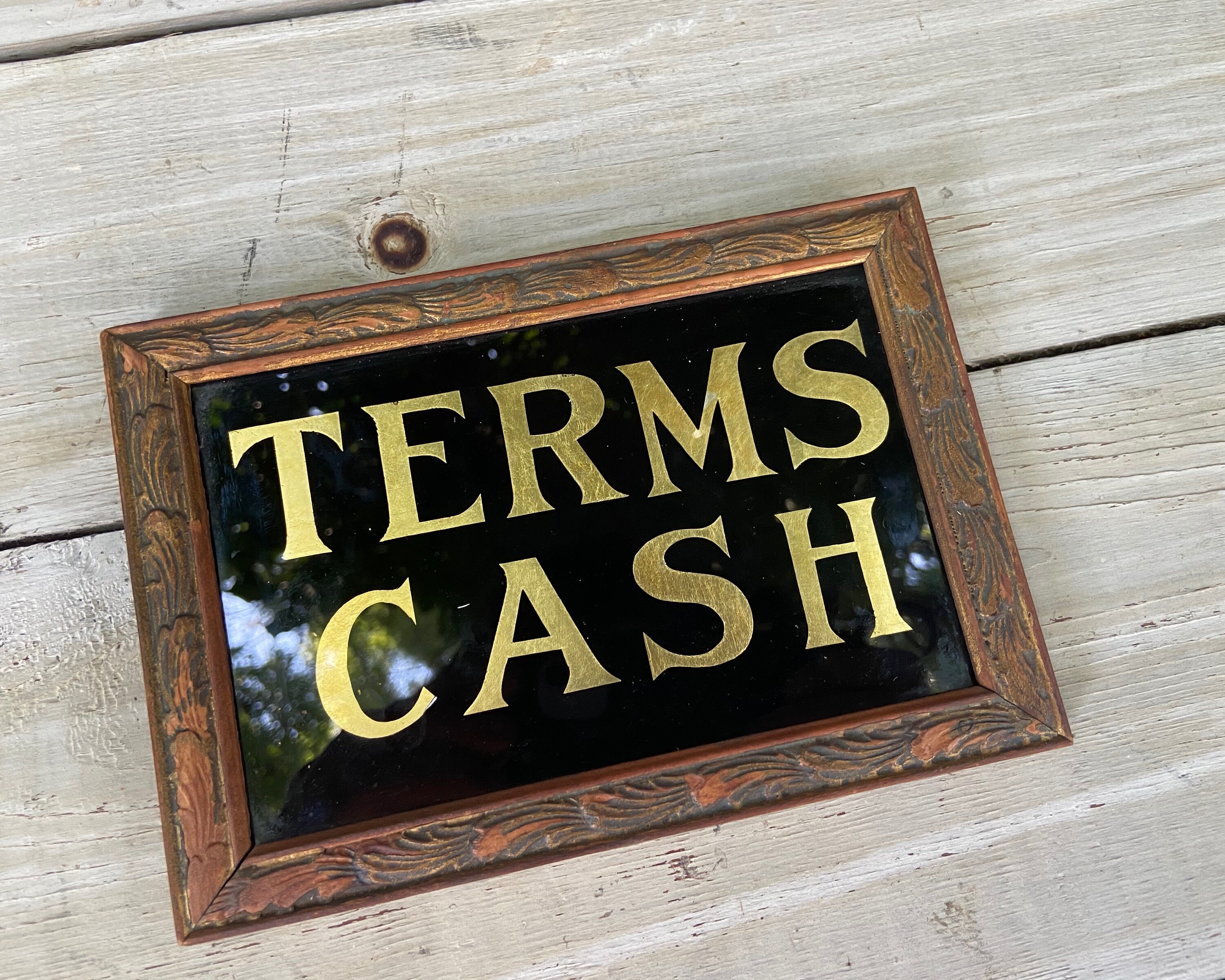 Antique Trade Sign TERMS CASH Proprietor's Shop Sign Gold | Etsy