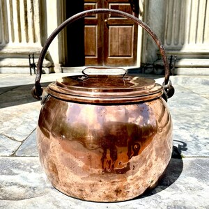 Large Antique Copper Cauldron With Lid: Farmhouse Garden Planter - Etsy