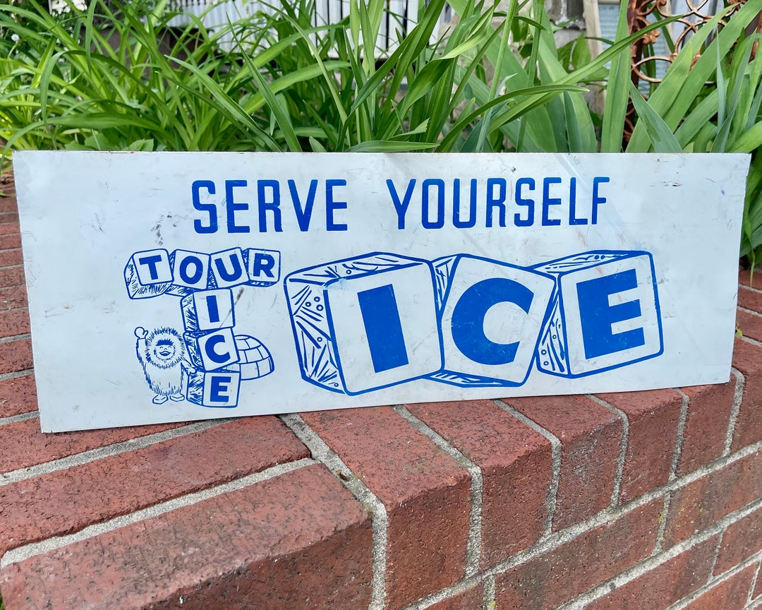 Vintage Eskimo ICE Advertising Sign TOUR ICE Serve Yourself Kitchen Bar ...